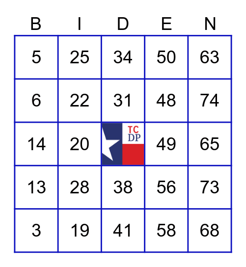 No #45 Bingo Card