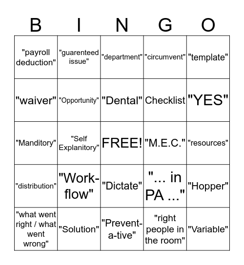 Meeting Bingo Card