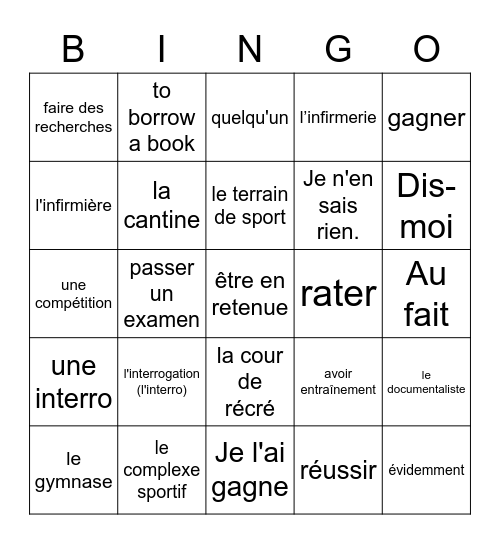 Bien dit 2 chapitre 4 Bingo Card