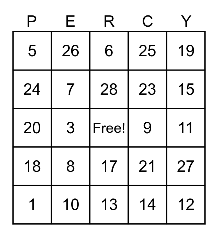 Percy Jackson Bingo! Bingo Card