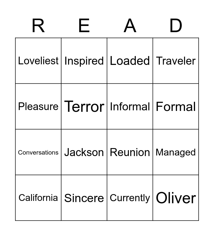 The Journey of Oliver K. Woodman Bingo Card