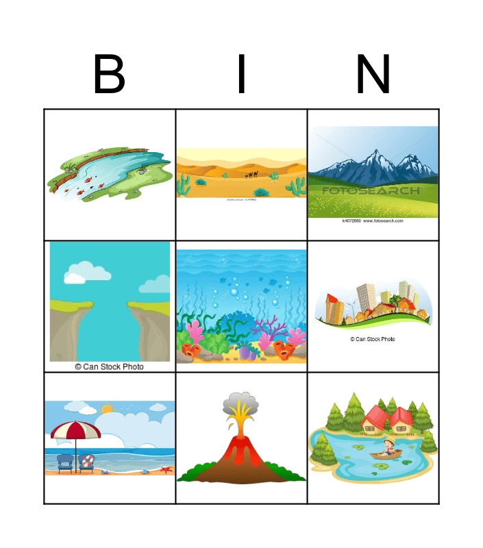 Bingo- le paysage Bingo Card