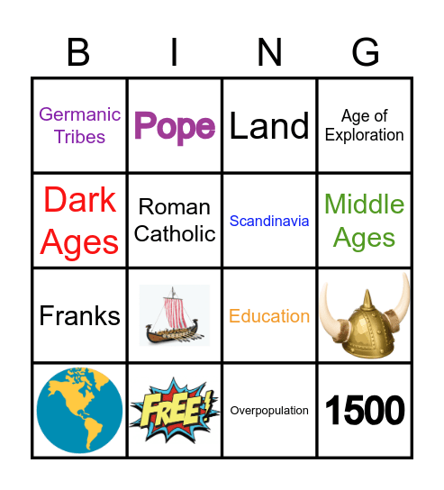 Early Medieval Europe, Charlemagne and the Vikings Bingo Card