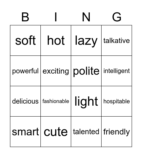 Chapter 5 Bingo Card