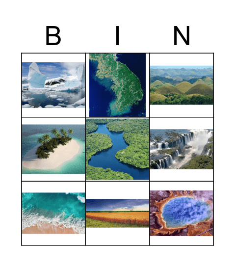 Landform and Bodies of Water Bingo Card