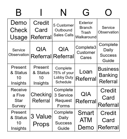 1st Person to get BINGO each week gets 100 Spotlight Points! Bingo Card