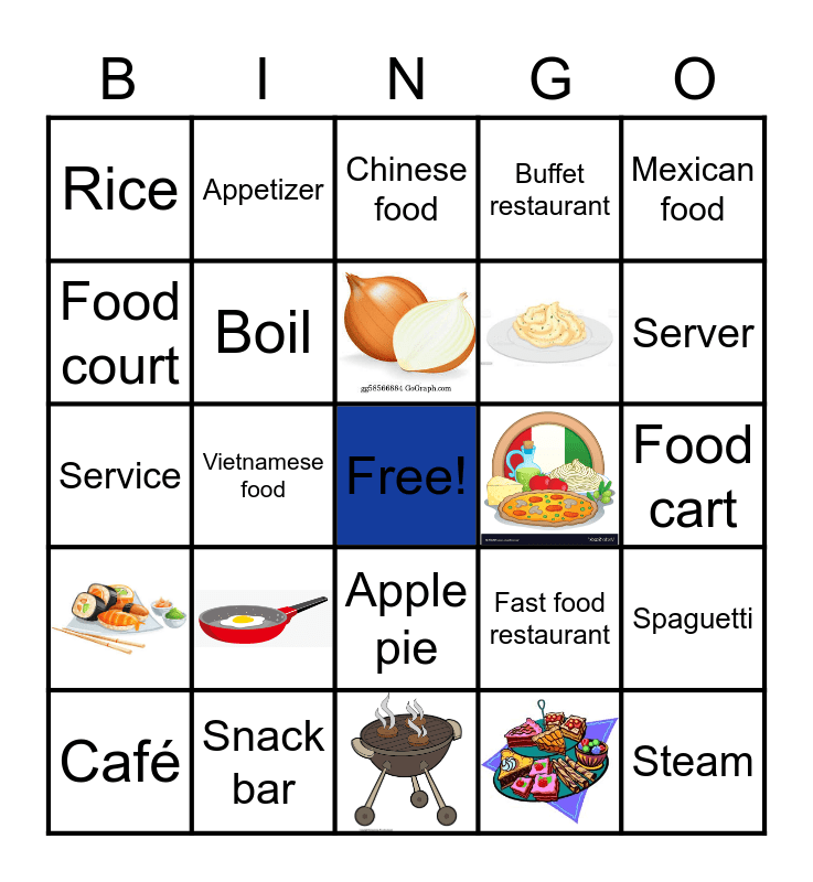 At the restaurant Bingo Card