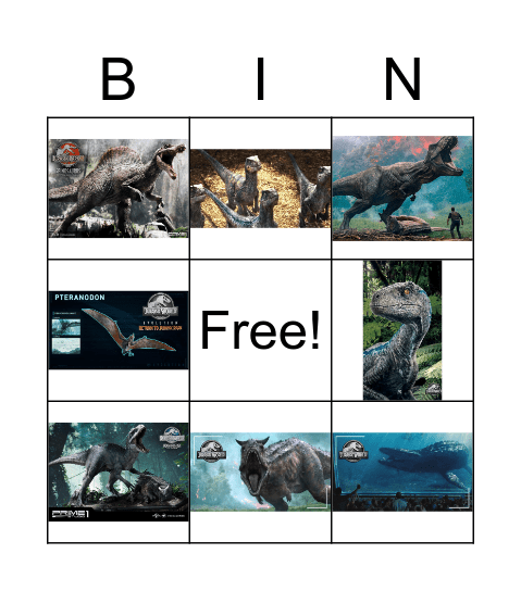 Jurassic World Bingo Card