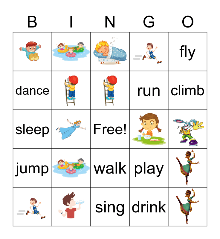 Unit 3 Lesson 5 Actions Bingo Card