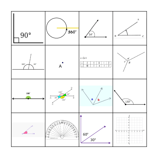Angle Relationship Bingo Card