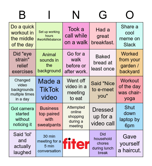 Remote work! Bingo Card