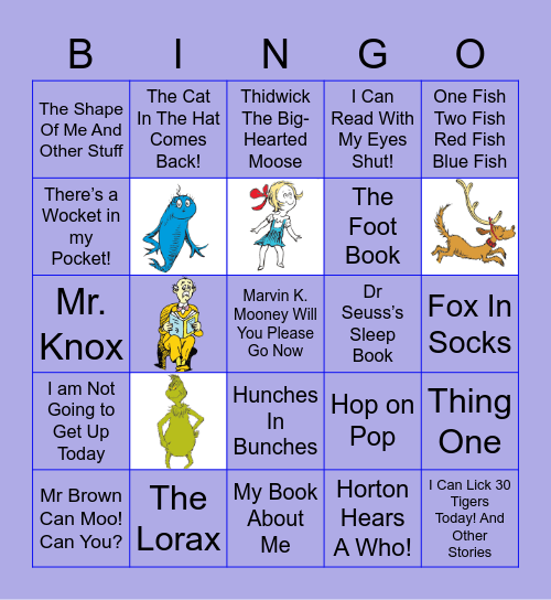 Dr. Seuss Bingo Card