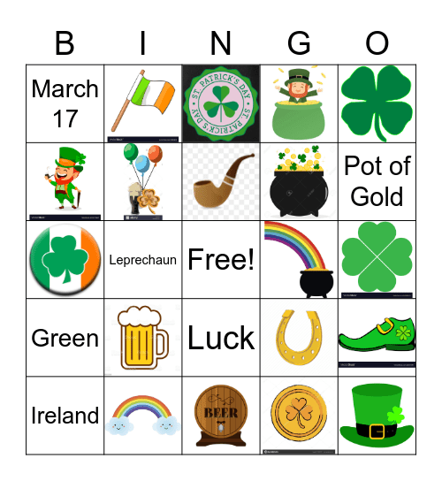 Luck of the Irish Bingo Card