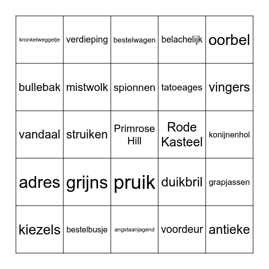 De laatste Yeti Bingo Card