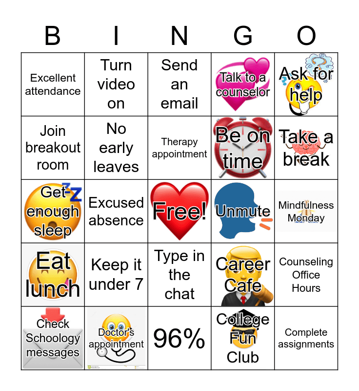 Vista Attendance Bingo Card