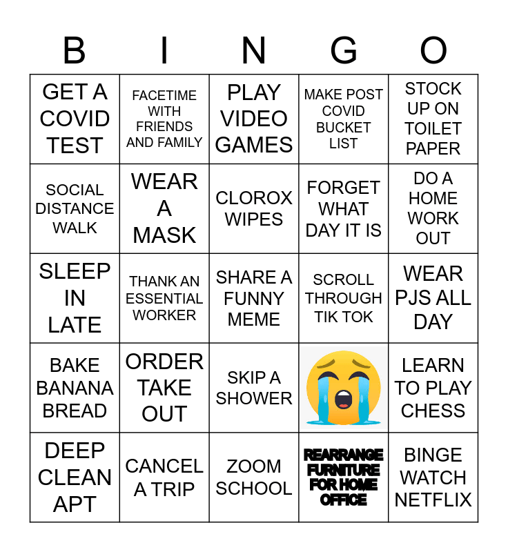 QUARANTINE Bingo Card