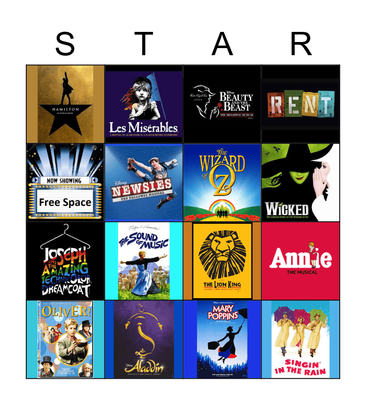 Broadway Musicals BINGO Card