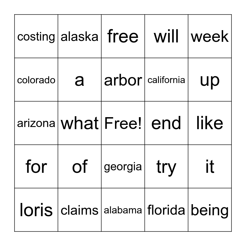 Arbor Day 2021 Bingo Card