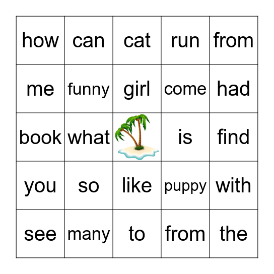 Sight/Dolch Words Bingo Card