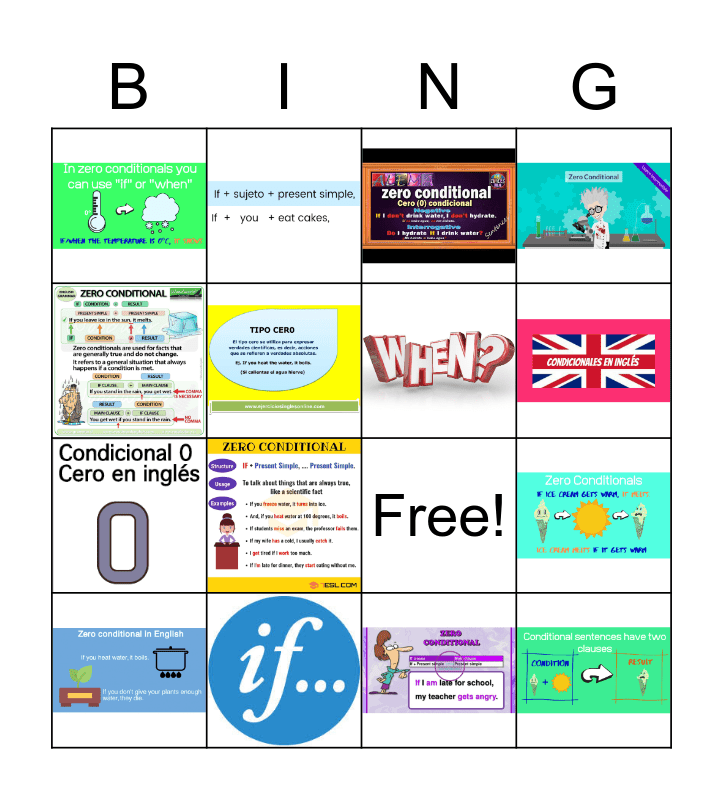 ZERO CONDITIONAL Bingo Card