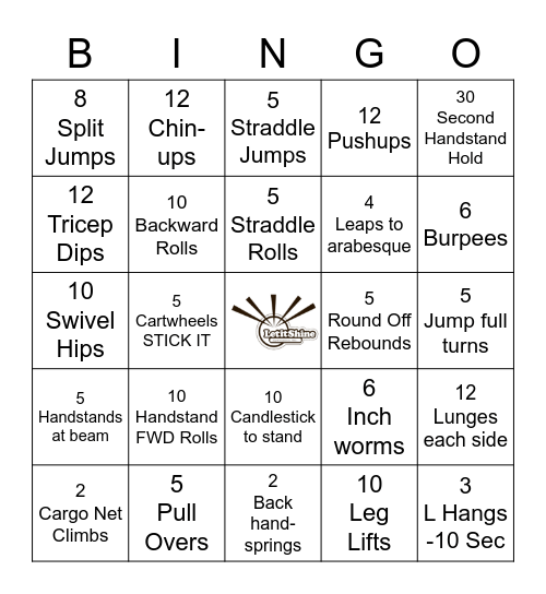 Gymnastics Skills/Conditioning Bingo Card