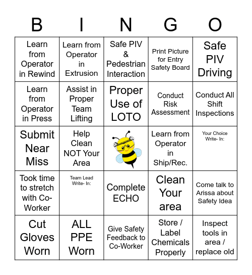 B-SAFE EHS BINGO! Bingo Card
