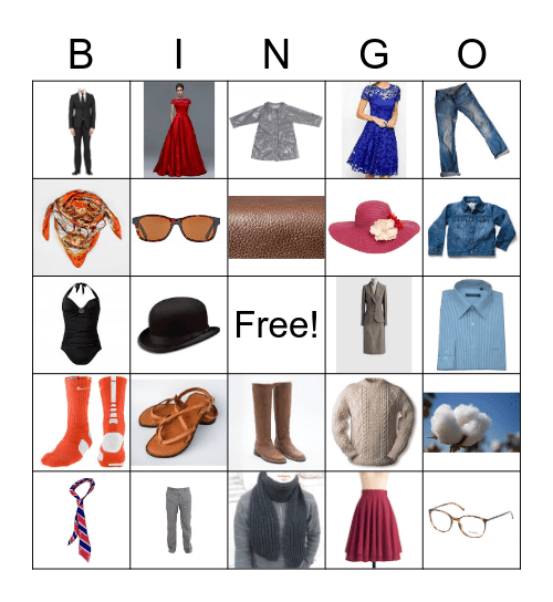 Les vêtements Bingo Card