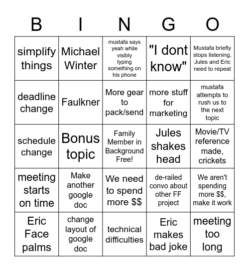 Post Check In Bingo Card