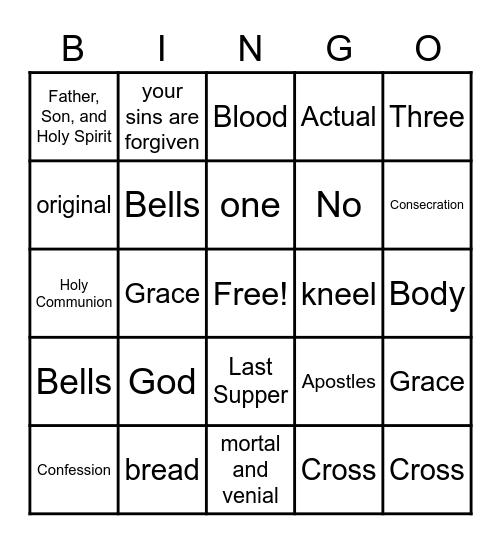First Holy Communion/ First Reconciliation Bingo Card