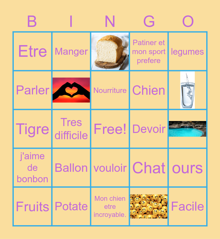 Family BINGO En Francais! Bingo Card