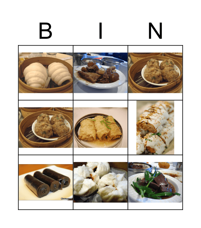 Dim Sum Bingo Card