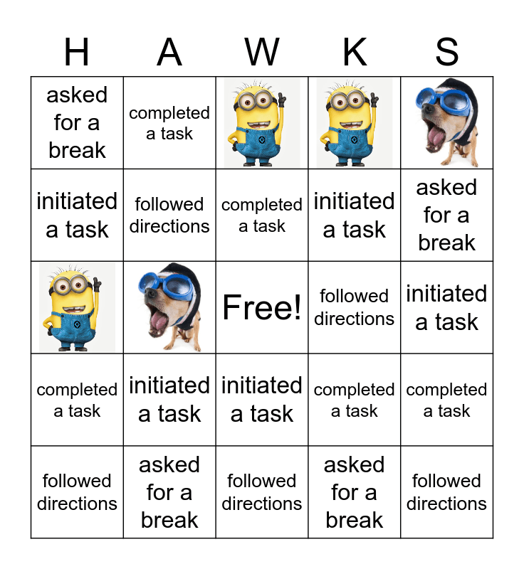 Devon's Hawk Bingo Card