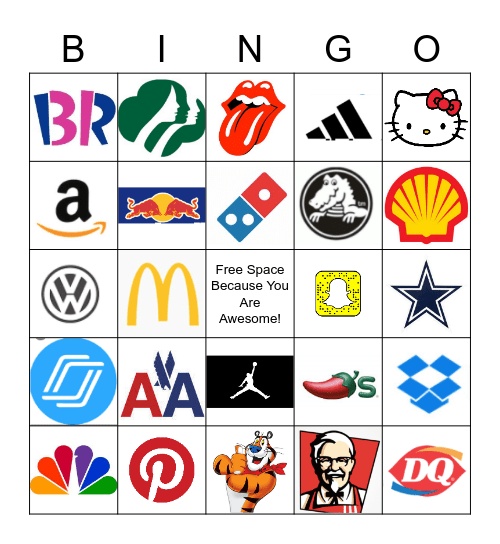 Famous Logos and Mascots Bingo Card
