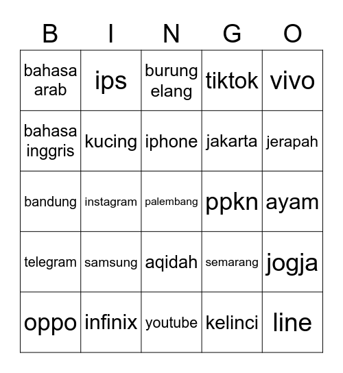 Fauziah Bingo Card