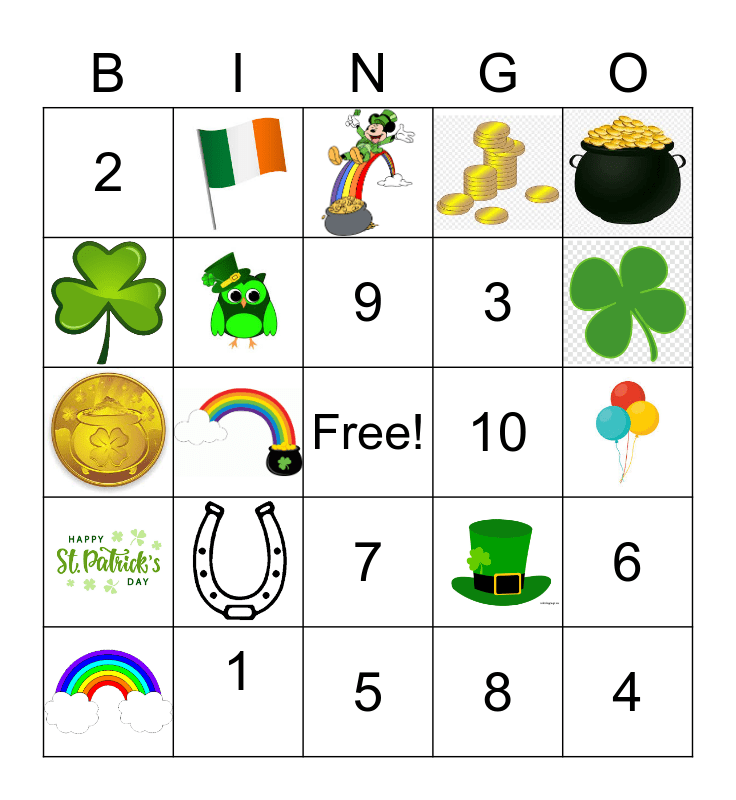 St. Patricks Day Bingo Card