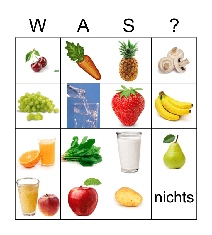 Essen und Trinken Bingo Card