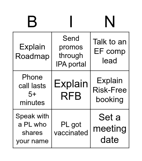 POWER HOUR BINGO Card