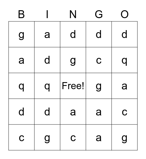 Magic 'C' Letters Bingo Card