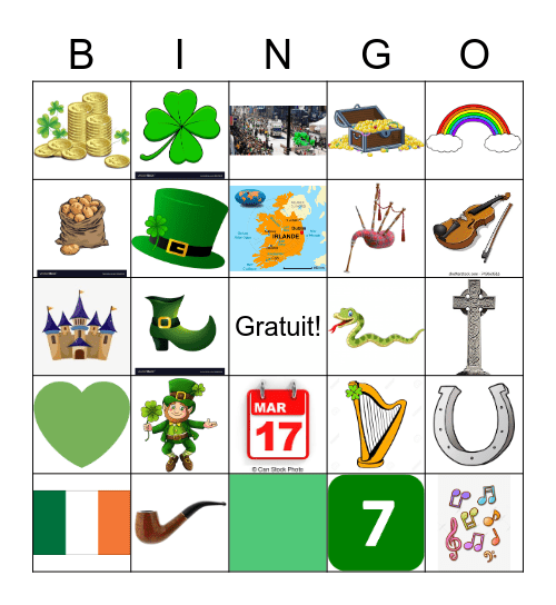 La St-Patrick BINGO Card