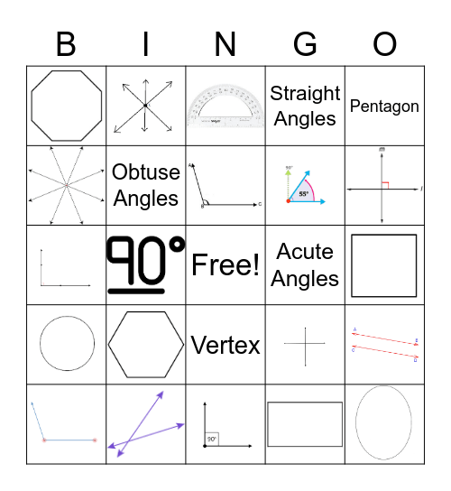 Lines, Angles & Shapes Bingo Card
