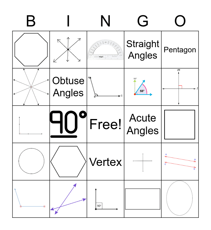 Lines, Angles & Shapes Bingo Card