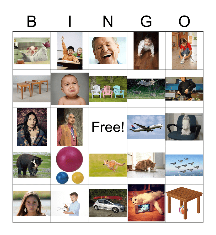 Noun/Verb Bingo Card