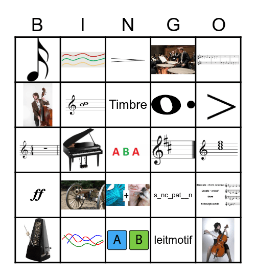 Musical Elements & Theory Bingo Card