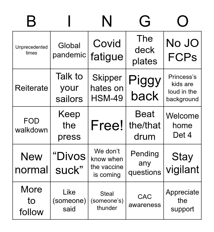 AOM Bingo Card