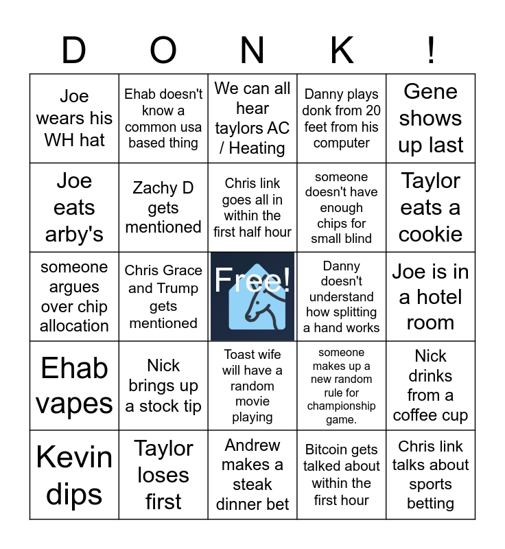 Donk Bingo Card