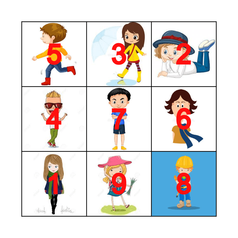 Look and match Bingo Card