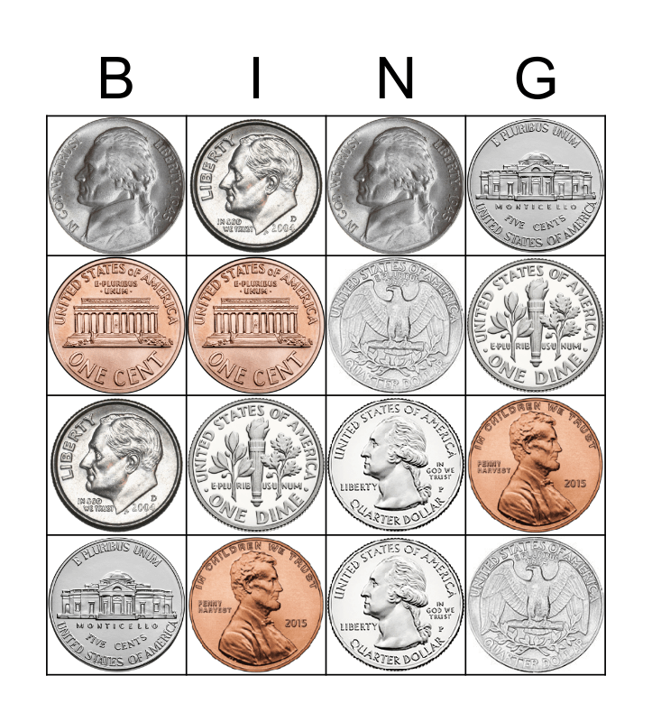 Coin Bingo Card