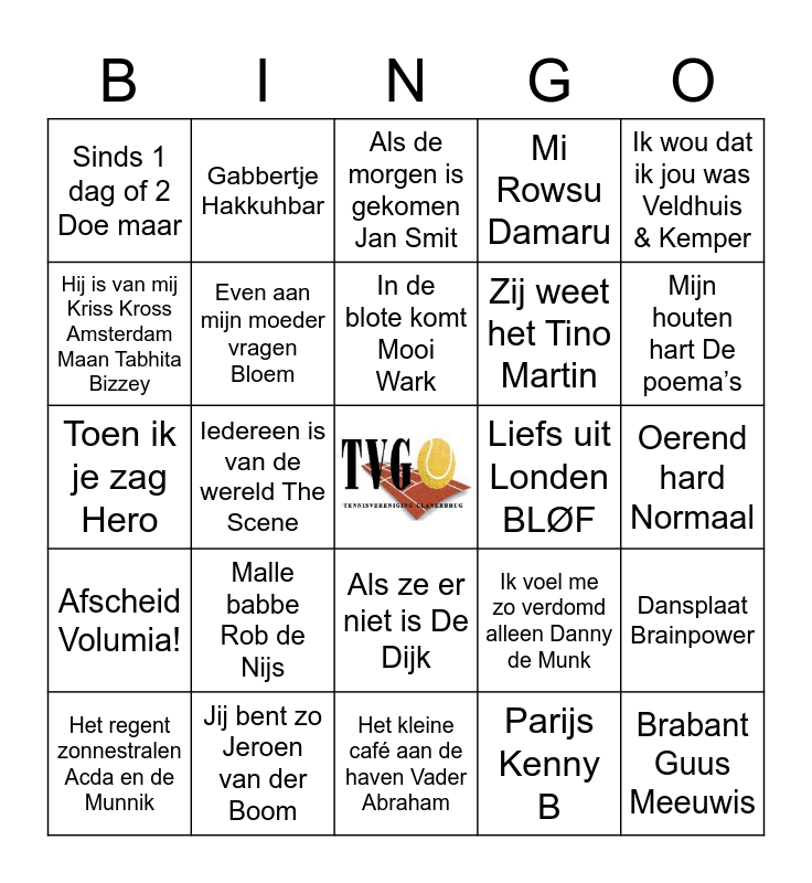 TVG stay at home bingo Card