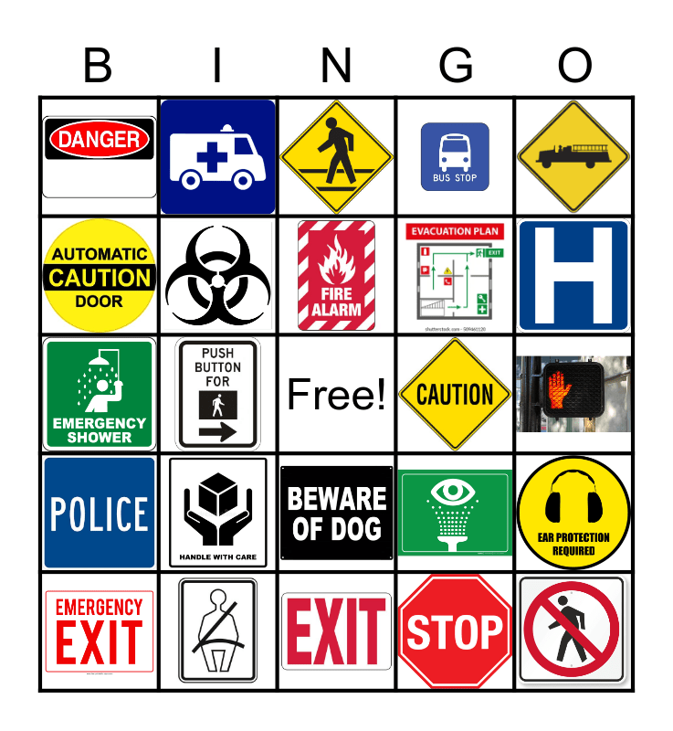 Safety Sign BINGO Card