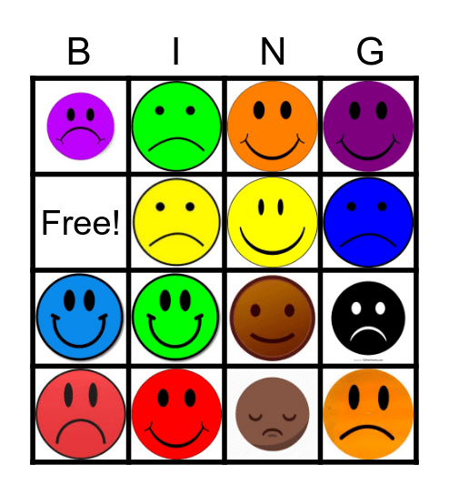 Happy Sad Bingo Card